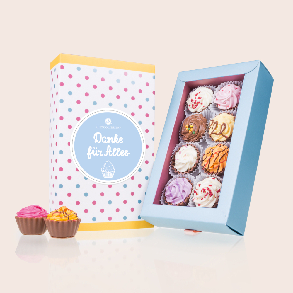 8 Cupcake-Pralinen - Danke - Cupcakes